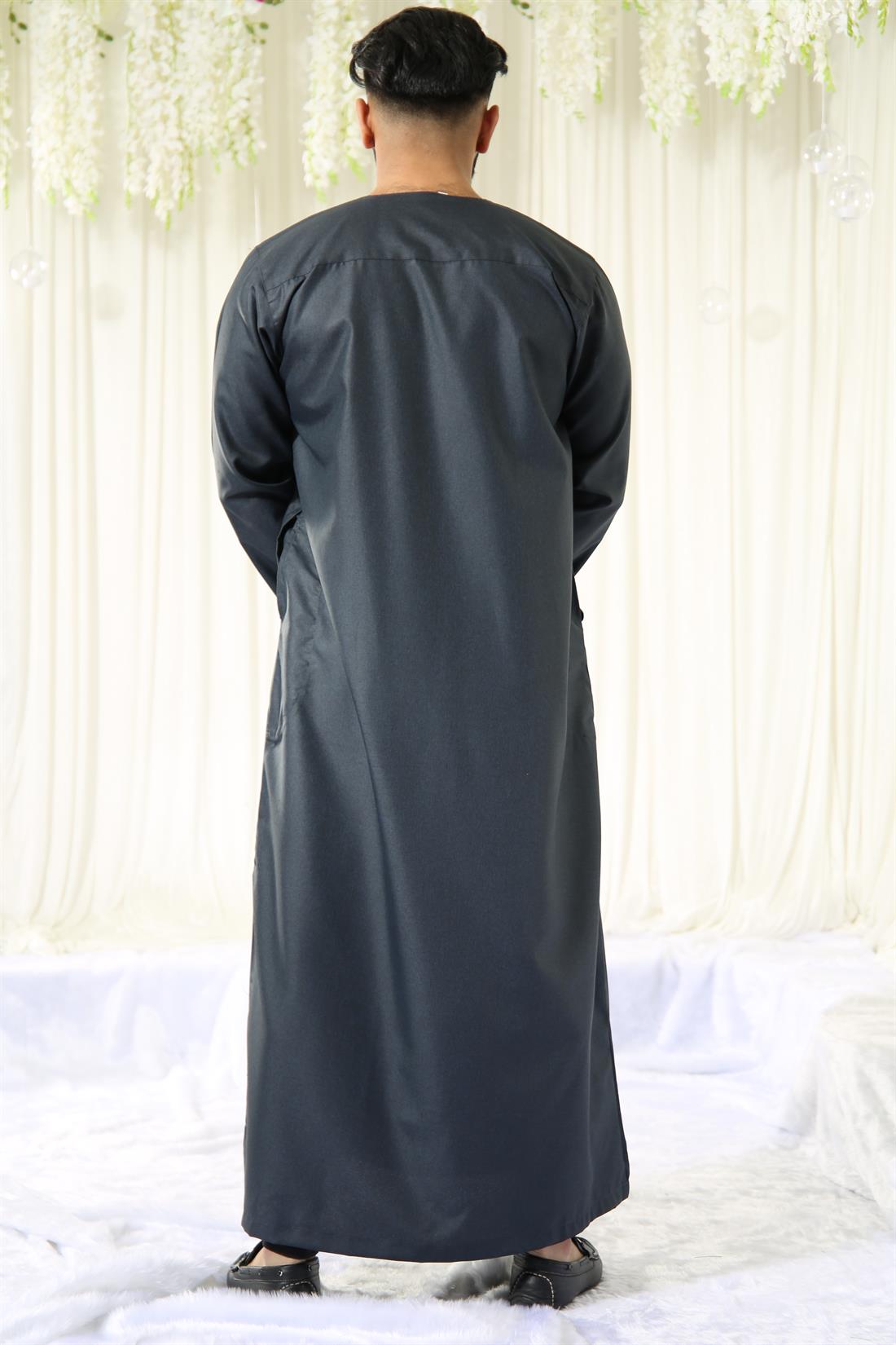 MENS JUBBA IN POLYESTER VISCOSE WITH MACHINE EMBROIDERY