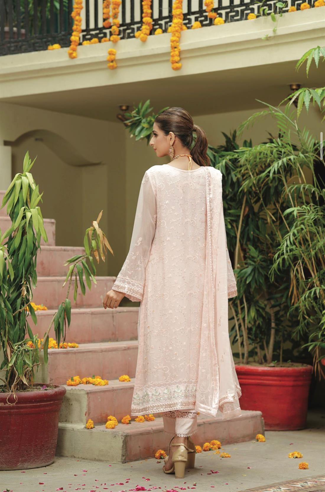 Ladies readymade - Chiffon heavy embroidered kameez with raw silk ...