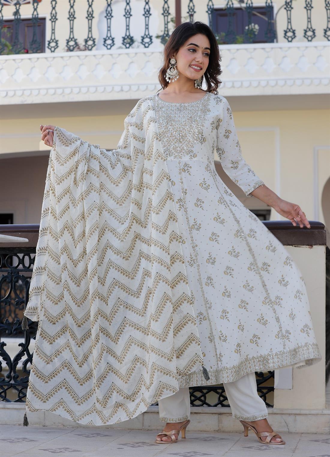 Ladies readymade - 3PC-Women Viscose Rayon Kurta Pant Dupatta Set Size ...